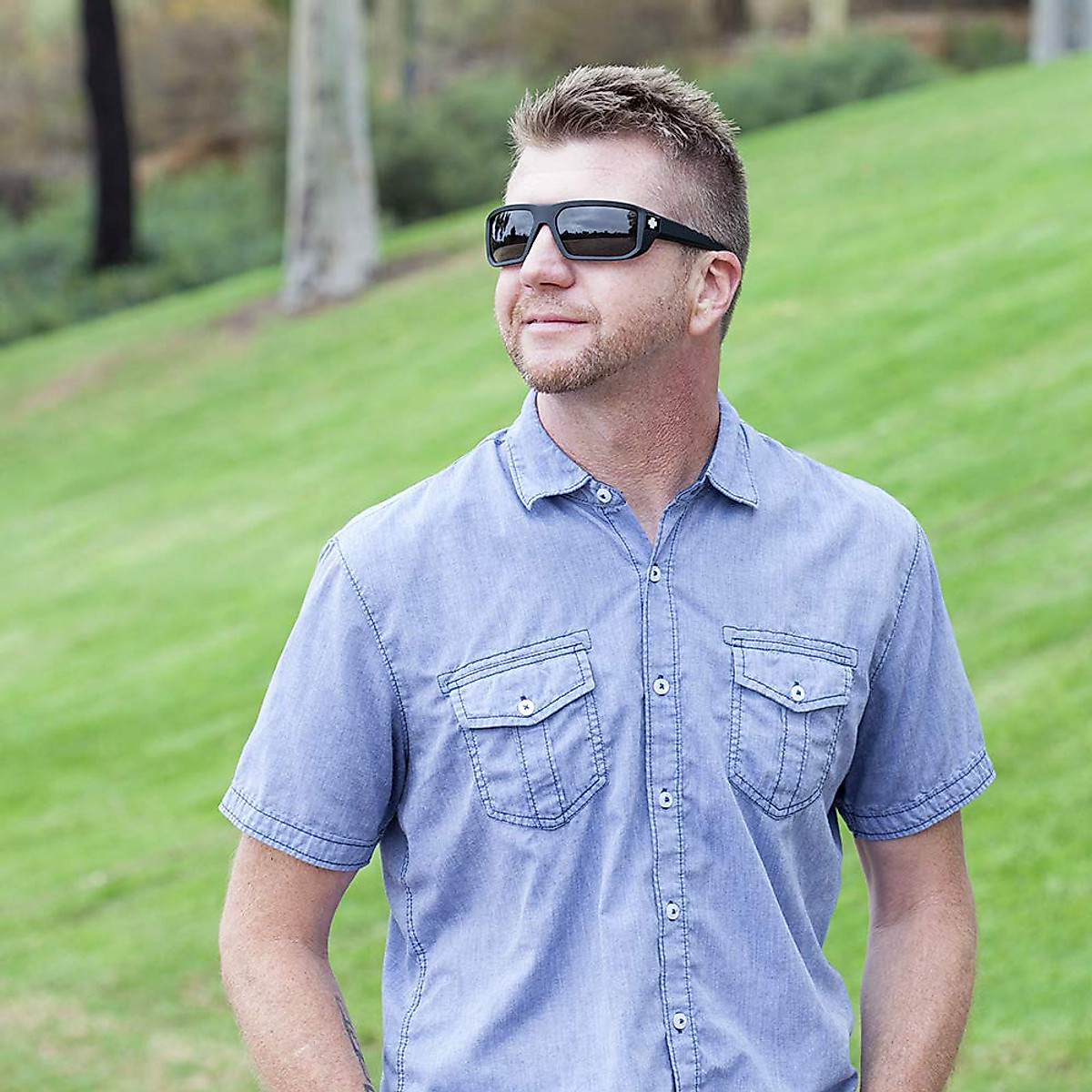 Spy Optic McCoy Sunglasses, Soft Matte Black/Happy Gray/Green