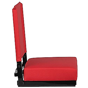 Flash Furniture Grandstand Portable Stadium Seat for Bleachers or Benches, Folding Padded Stadium Chair with Carrying Handle, 500 lb. Weight Capacity, Red