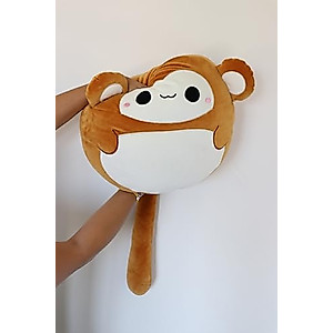 Snuggaboos Jumbo 17 Inch Mia The Monkey Plush Squish Pillow Original: Super Soft Cute Stuffed Animal Toy with Extra Long Tail - Perfect Plushie Gift for Kids, Adults and Baby