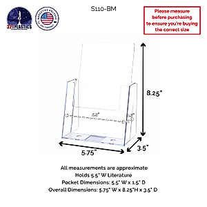 Marketing Holders 2 Pack Brochure Holder for 5.5" Bifolds Clear Acrylic Countertop Literature Organizer Space Saving Slant Back Booklet Dispenser for Trade Shows Expos and Conventions