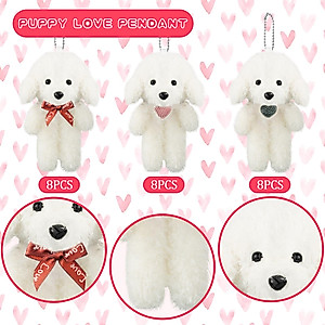Civaner 24 Pcs Valentine's Day Mini Plush Stuffed Animal Toys Tiny Pendant dog Bear Doll for DIY Keychain Birthday Wedding Xmas Decorations Party Favor Backpack Handbag Accessory (Dog with Heart)