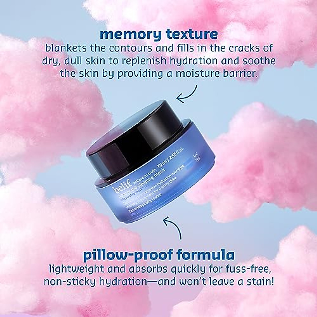 belif Aqua Bomb Sleeping Mask - Korean Jelly Night Cream, Skin Barrier Repair Overnight Moisturizer, Lightweight, Hydrating & Plumping, Napiers Herbal Formula, 1.6 fl oz