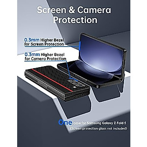 Quikbee [Samsung Galaxy Z Fold 5 Case], for Samsung Galaxy Z Fold 5 [Mil-Grade Protection],Full Body Protective Bumper,Carbon Fibre Texture,Anti-Slip and Ultra-Thin, Protective Case - Red.