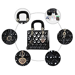 Qiayime Purses and Handbags for Women Fashion Ladies Shiny Patent PU Leather Top Handle Satchel Shoulder Totes Crossbody Bags (large black)