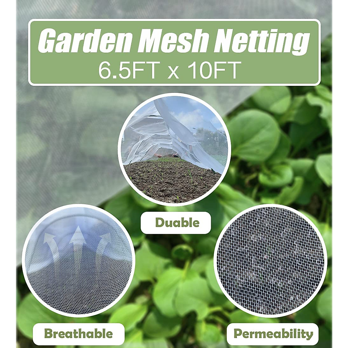 Dafoecheer Garden Netting, Plant Covers 6.5 x 10Ft Ultra Fine Mesh Netting for Plants Vegetable Fruits Flowers Crops Birds Animals Barrier Protection Net