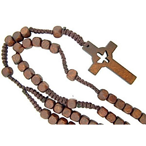 Wooden Rosary Beads Catholic Confirmation Spirit Dove Cross, 18 Inch