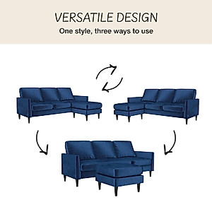 Mr. Kate Winston Reversible Sofa Sectional, Blue Velvet