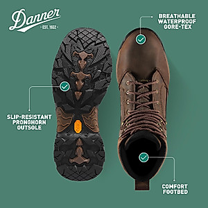 Danner Pronghorn 8” Hunting Boots for Men - Waterproof Gore-Tex and Full-Grain Leather, Cushion Midsole, Torsion Shank, and Vibram Traction Outsole, Brown - 11.5 D