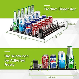 Soda Can Dispenser for Refrigerator,Self-Pushing Drink Organizer for Fridge, Width Adjustable Fridge Organization, Beer Pop Can Water Bottle Drink Dispenser for Fridge (5 Rows)