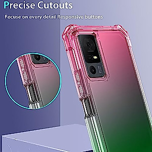 Zeking Case for TCL 40 XL/40T T608DL Case with Privacy Screen Protector, 2 Layer Structure Protection, Shockproof Corner Armor Bumper Phone Cover for TCL 40XL/40T T608DL 6.75" 2023(Pink-Green)