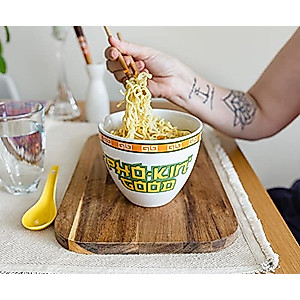 Boom Trendz Bowl Bop Pho-Kin Good Japanese Ceramic Dinnerware Set | Includes 16-Ounce Ramen Noodle and Wooden Chopsticks Asian Food Dish For Home & Kitchen Kawaii Anime Gifts,Snack Collectible Orange