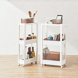 Tenma Fabier W-002W Skipita Wagon, 3 Tiers, Wide, White, Width 10.6 x Depth 17.7 x Height 33.5 inches (27 x 45 x 85 cm)