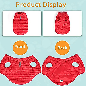 Dog Jacket for Small Medium Dogs Girl and Boy, Warm Winter Sweater with Leash Hole, Dog Coat Pet Costume, Puppy Clothes for Chihuahua Pomeranian (Large, Red)