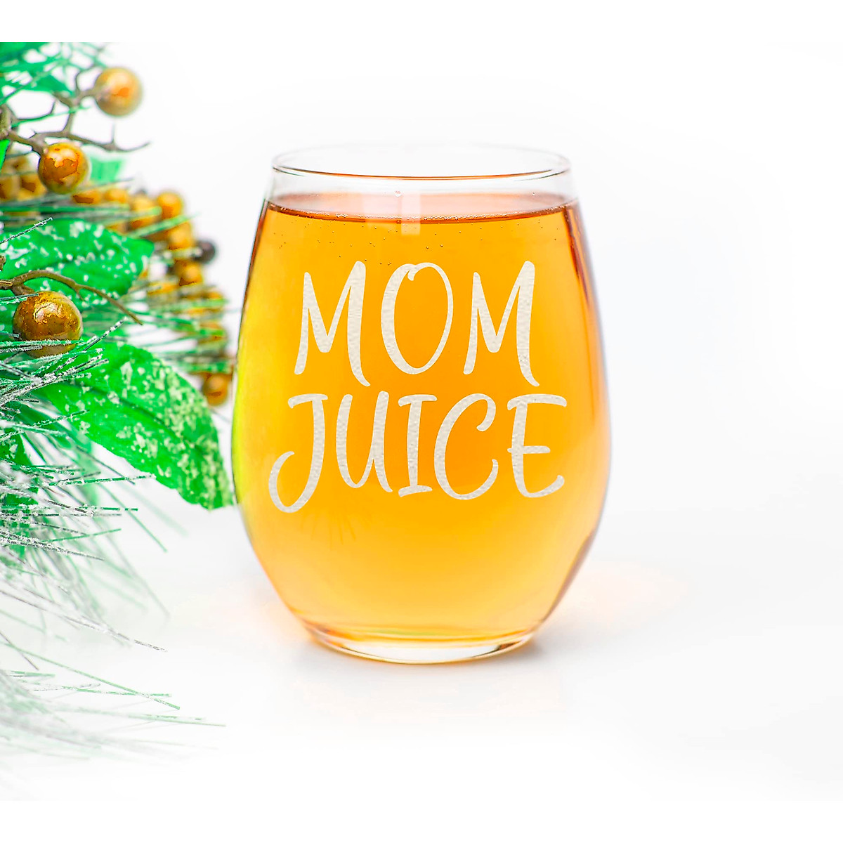 CARVELITA Mom Juice 15oz Funny Wine Glass, Novelty Gag Birthday Present for a New Mom, Friend, Adult Sister, Her Best Christmas Gifts For Women, Mother, Mom - Unique Xmas Wife Gift Idea From Husband