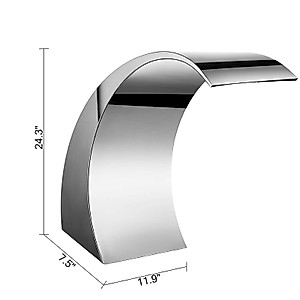 Happybuy Stainless Steel Pool Fountain 17.7 x 11.8 x 23.6 inches Pool Fountain Silver Pool Fountains for In Ground Pools Garden Outdoor Waterfalls Sheer Descent Pond Water Feature
