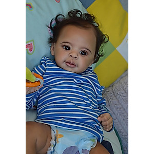 RXDOLL Realistic African American Reborn Boy Doll - 21 Inch, Soft Body, Black Boy