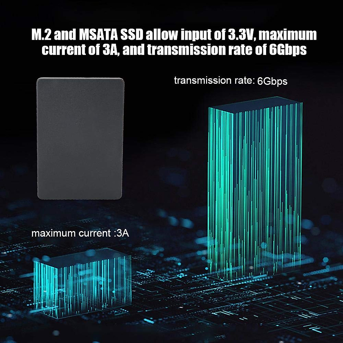 ASHATA Hard Disk Box Black ABS SSD 2 in 1 M.2 B-Key MSATA to SATA 3.0 Computer Accessories