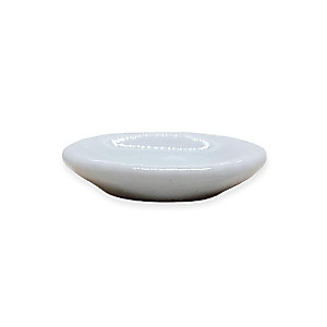 ChangThai Design Very Tiny ⅝ Inch Diameter White Round Ceramic Plate 10 Pieces Set - Miniature Tableware Tray Bowl Crockery Cutlery Kitchenware Handmade Mini Porcelain Decorative Collectible Gifts