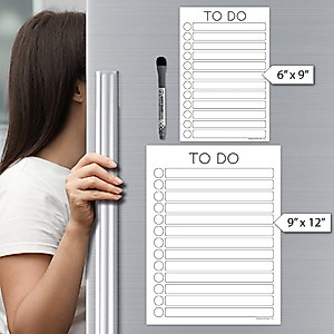 Dry Erase to Do List Vinyl Whiteboard Sticker Decal by Glassboard Studio | Removable & Reusable | Magnetic Fine-Tip Marker Included (6 x 9 inches, White)