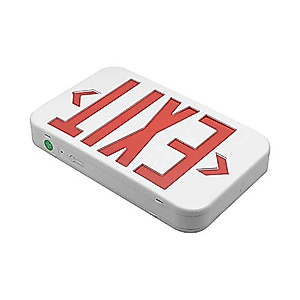 AH Lighting LED Emergency Exit Sign Red with 1.2V Nickel Cadmium Battery, 4W Max Power Consumption, UL-94V-0 Flame Rating, Fire-Resistant Thermoplastic ABS Housing