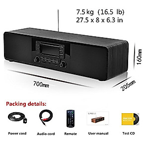 KEiiD CD Player with Speakers Bluetooth for Home Stereo System Boombox | FM Radio USB SD AUX Remote Control | 28 Inch Long with Bluetooth Receiver (Black Finish)