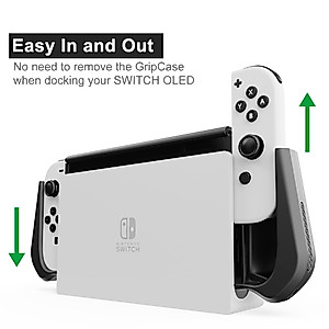 Nintendo Switch OLED Case (Ergonomic/Full Protection/Shock-Absorption/Anti-Scratch) Gift Glass Screen Protector & Thumb Caps, Nintendo Switch OLED Case Black