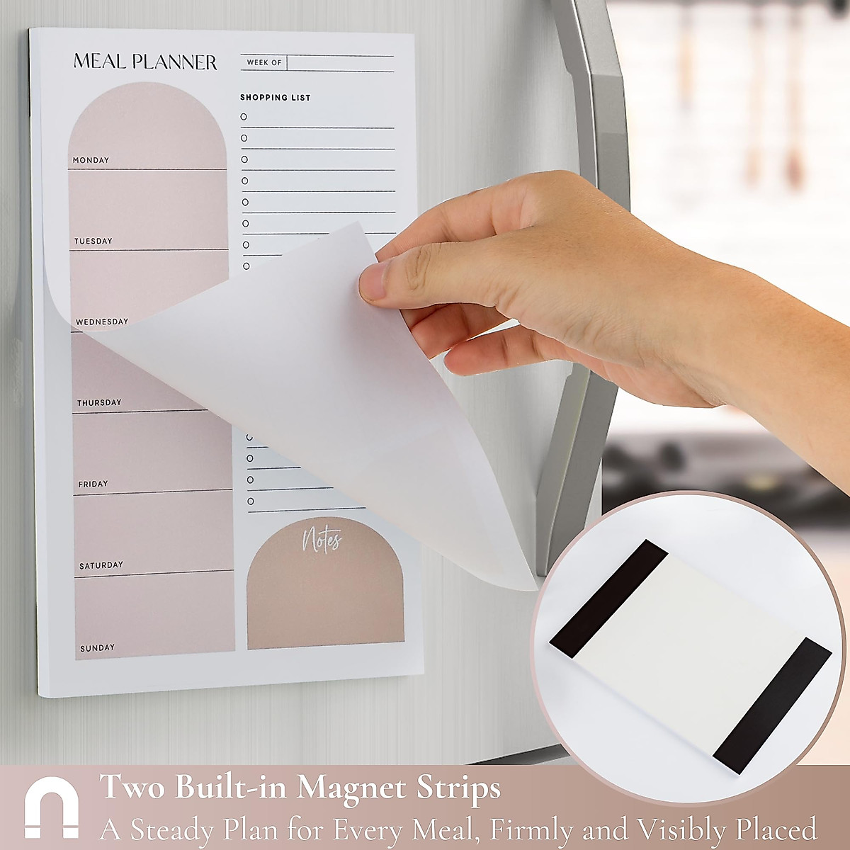 Weekly Meal Planner and Grocery List Magnetic 6x9 Inch Notepad with 52 Tear-Off Sheets - Perfect Meal Planner Notebook for Your Fridge