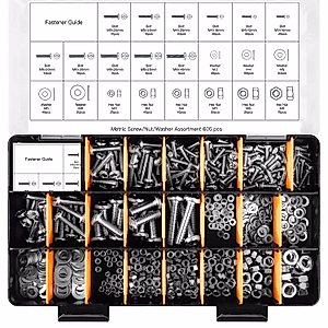 HongWay 2000pcs Hardware Assortment Kit, Nuts and Bolts Assortment Kit with 64 Sizes Bolts, Nuts & Washers Assortment and Metal & Wood Screw Organizer (3 Trays)