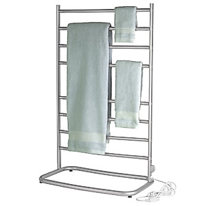 Warmrails Hyde Park Towel Warmer - Free-Standing Towel Warmer Rack for Drying Towels and Garments - 39-Inch Nickel Finish Frame with 8 Bars - Model WHS
