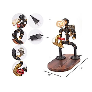 Steampunk Handcrafted Liquor Dispenser - Pipe Robot Lamp, Alcohol Whisky Wine dispenser, Industrial Whiskey Holder, Rustic Style, Man Cave, Decanter Whiskey Gift, Bar Restaurant Cafe - Gifts for Him