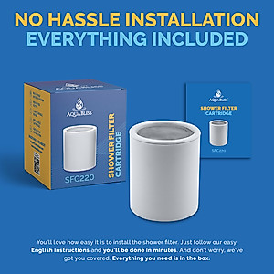 AquaBliss Replacement Multi-Stage Shower Filter Cartridge - Longest Lasting High Output Universal Shower Filter Reduces Chlorine & Toxins in SF220 or SF100. 3-Pack (SFC220)