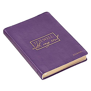 Christian Art Gifts Purple Faux Leather Journal | It is Well with My Soul | Handy-sized Flexcover Inspirational Notebook w/Ribbon Marker, 240 Lined Pages, Gilt Edges, 5.5 x 7 Inches