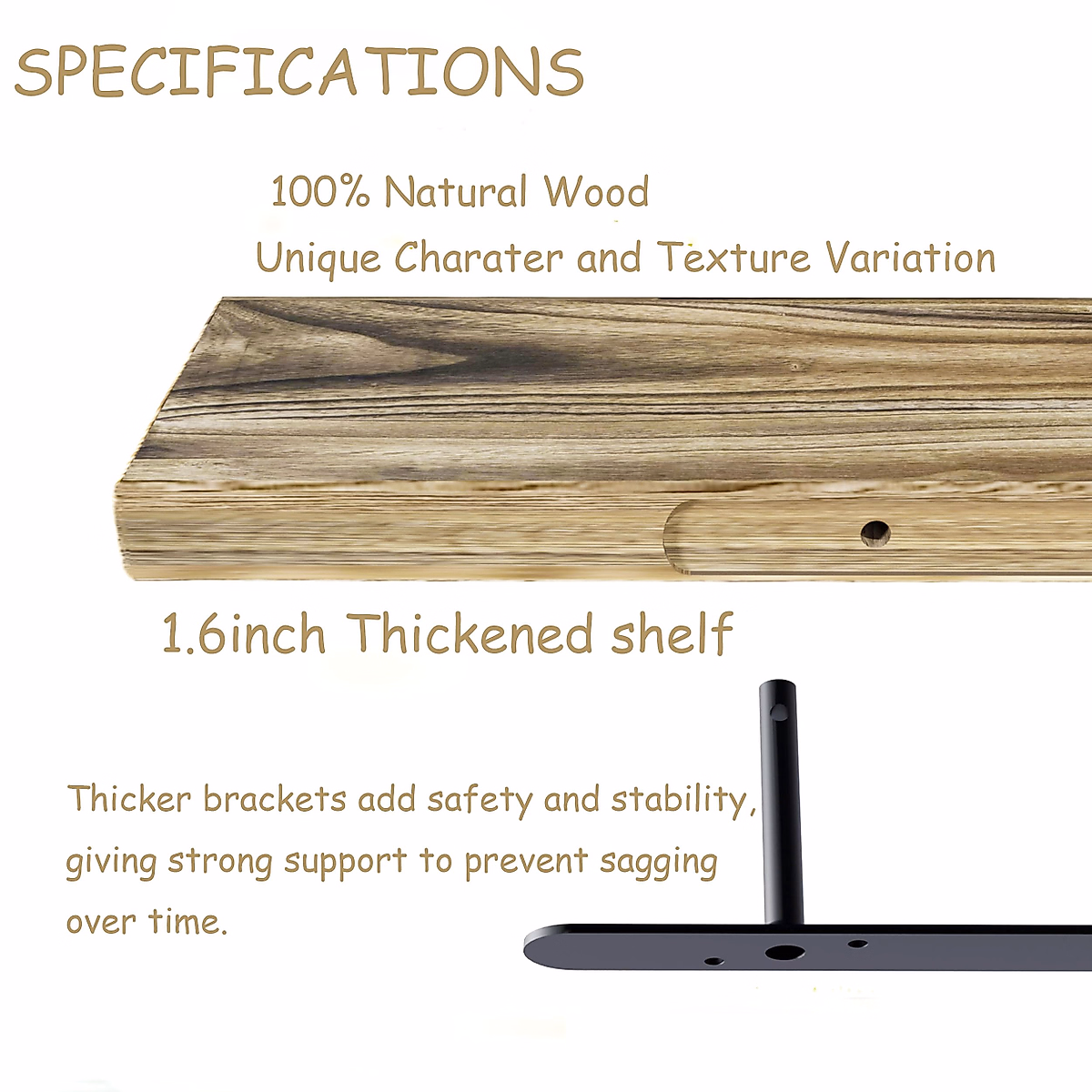 ROGMARS Floating Shelves for Wall 48 inches Long,8 Inch Deep Solid Wood Heavy Duty Wall Shelves with Invisible Brackets,Farmhouse Wooden Wall Mouted Floating Shelves for Kitchen,Bedroom,Living Room