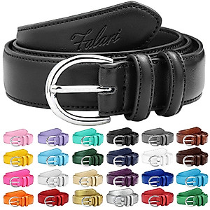 Falari Women Genuine Leather Belt Fashion Dress Belt With Single Prong Buckle 6028-Black-M