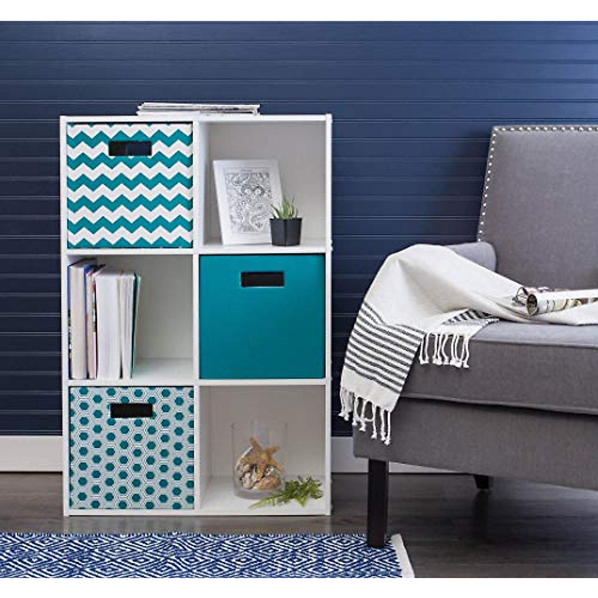 DII Collapsible Polyester Storage Cube, Honeycomb, Teal, Large
