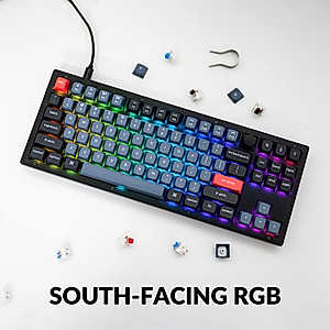 Keychron V3 Wired Custom Mechanical Keyboard Knob Version, TKL QMK/VIA Programmable Macro with Hot-swappable Keychron K Pro Red Switch Compatible with Mac Windows Linux (Frosted Black-Translucent)