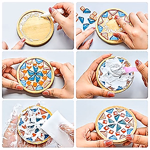 DIY Mosaic Bamboo Coasters, Blank Base Trays, Drinking Cup Coaster, Plant Coaster, Art Plate (6 Pack, Mosaic Tiles not Included)