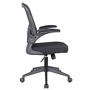 LeisureMod Newton Modern Adjustable Height Mesh Office Swivel Desk Chair with Flip Up Armrest, Black