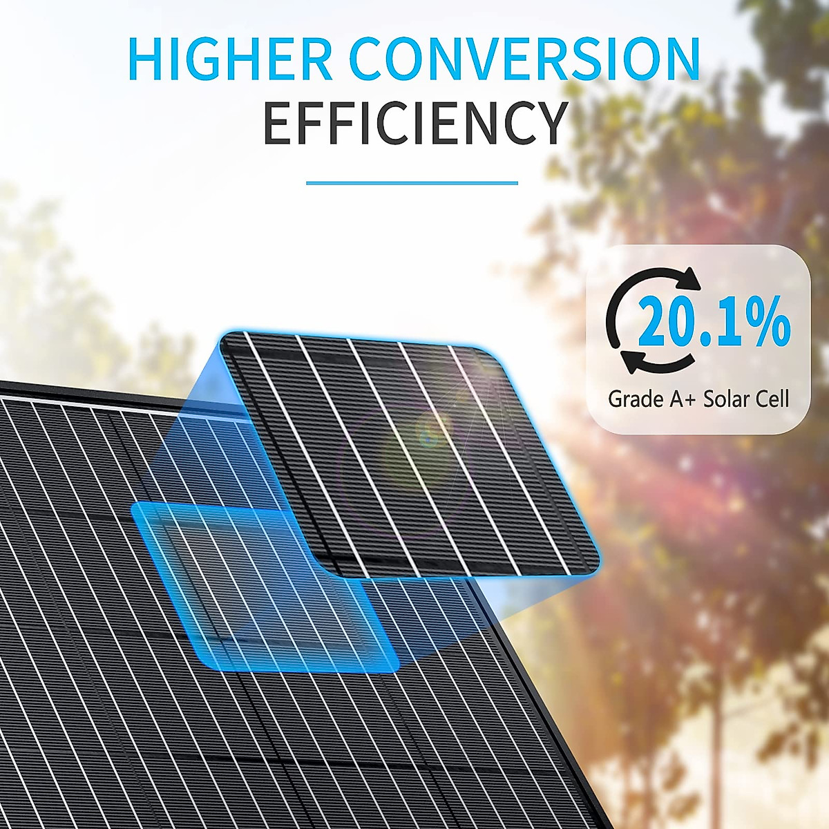 ACOPOWER 200 watt Solar Panels,High Efficiency Black PV Module Power 200W Mono RV Solar Panel for 12 Volt System,RV Marine Boat Cabin and Other Off Grid System