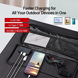 ROCKPALS 200W Portable Solar Panels with Kickstand, Foldable Solar Panel Charger for ROCKPALS/Jackery/BLUETTI/ECOFLOW Portable Power Station Solar Generator and USB Devices with QC 3.0 & Type C Output