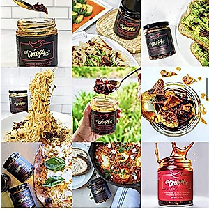 Hot Crispy Oil, An all natural unique blend of fresh fried shallots, fresh garlic and a proprietary blend of three different chili peppers. Highly addictive.