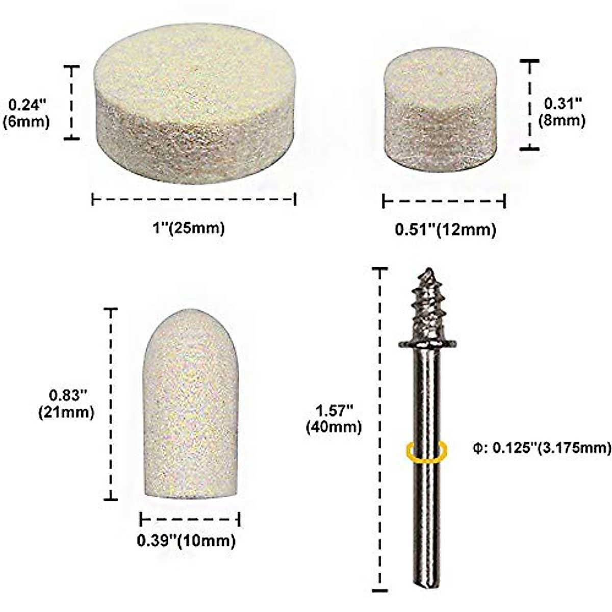 Polishing Buffing Wheel for Dremel Polishing Kit,Point & Mandrel Kit,for Dremel Rotary Tools - Accessories Kit Fit - 1/8 Inch Shank（111Pcs）