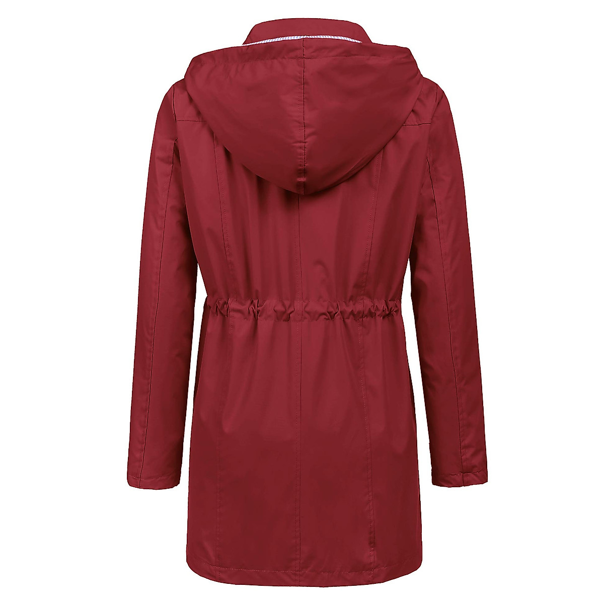 LOMON Raincoat Women Waterproof Long Hooded Trench Coats Lined Windbreaker Travel Jacket Wine Red XL