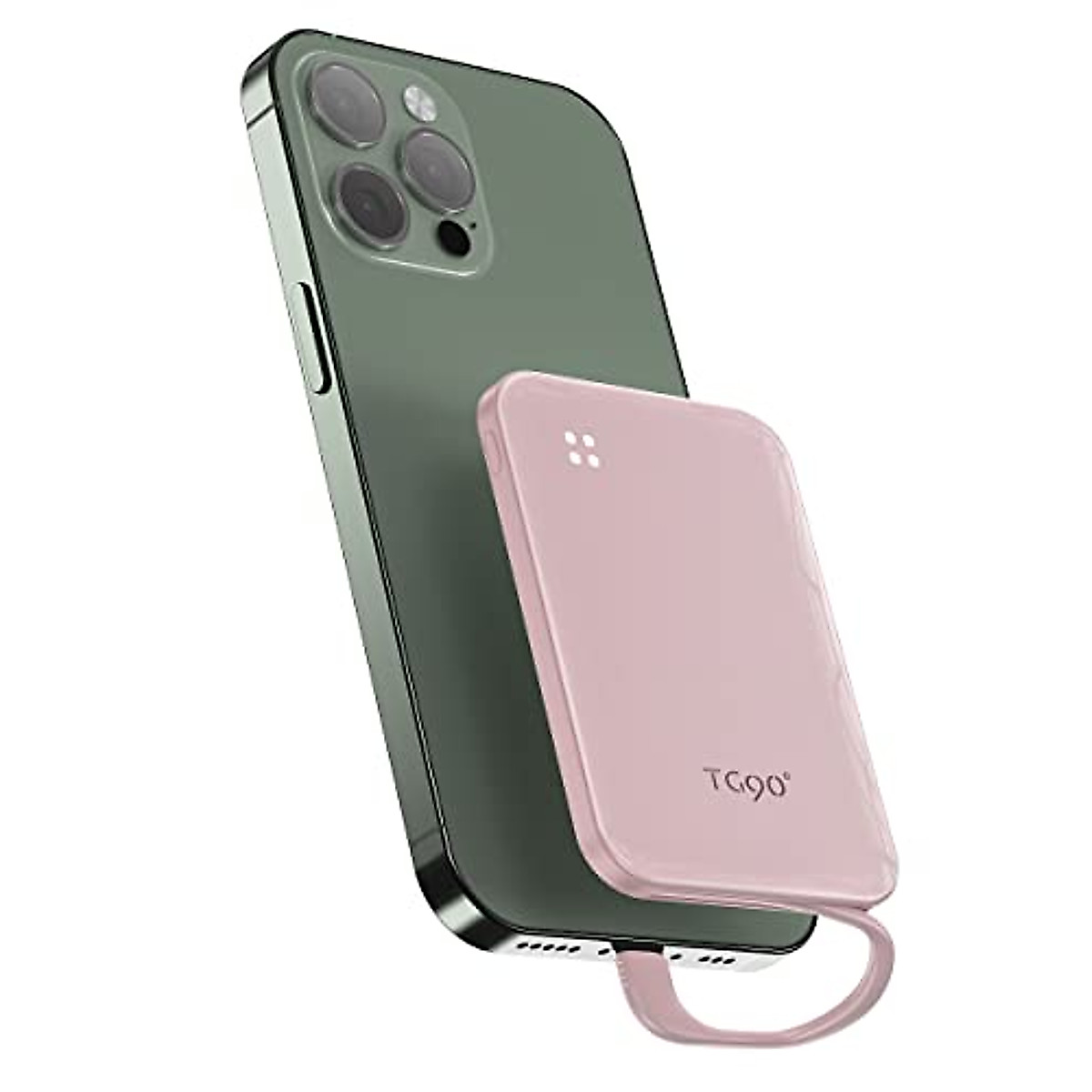 TG90 4500mah Small Portable Power Bank Built-in Cable, Ultra Slim Portable Cell Phone Battery Pack Charger Compatible with iPhone 14/14 Pro/13/13 Pro Max/12/12 Pro Max/11/11 Pro Max/X/XS/SE/8 and More