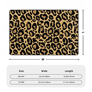 Jbofyee Brown Leopard Texture Area Rug Non-Slip Soft Microfiber Washable Inside Floor Mats Throw Rugs Carpet for Living Room Bedroom Office Dorm Home Decor, 36x24 Mat