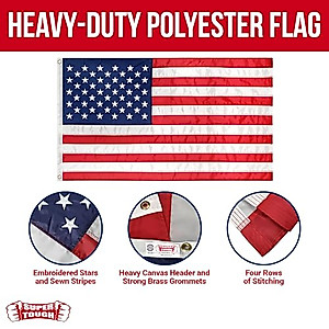 3ft x 5ft Super Tough Sewn Heavy Duty Polyester - Embroidered Stars - American Flag