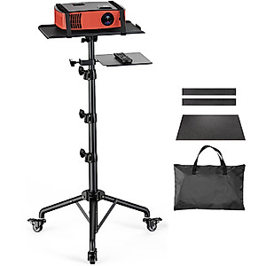 Amada Projector Stand with Wheels, Height Adjustable Rolling Stand with Mouse Tray, Bag Included - Ideal for Laptop, Projector, DJ, Sheet Music - AMPS05