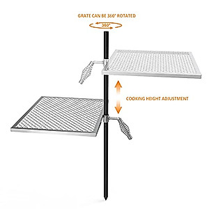 only fire Swivel Campfire Grill Adjustable Open Fire Grill Grate, Mesh Cooking Grate for Fire Pit Grilling, Outdoor Camping, Hiking