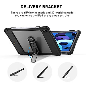 AICase iPad Air 4th Gen/5th Gen, 2020/2022, 10.9 inch,IP68 Waterproof, Dustproof, Shockproof Case Cover with 360 Full-Body Protection, Lanyard and Kickstand