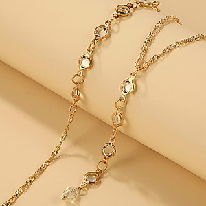 Missgrace Boho Gold Crystals Backdrop Necklace Shiny Alloy Sexy Choker Necklace for Women Chunky Short Necklace Jewelry for Women